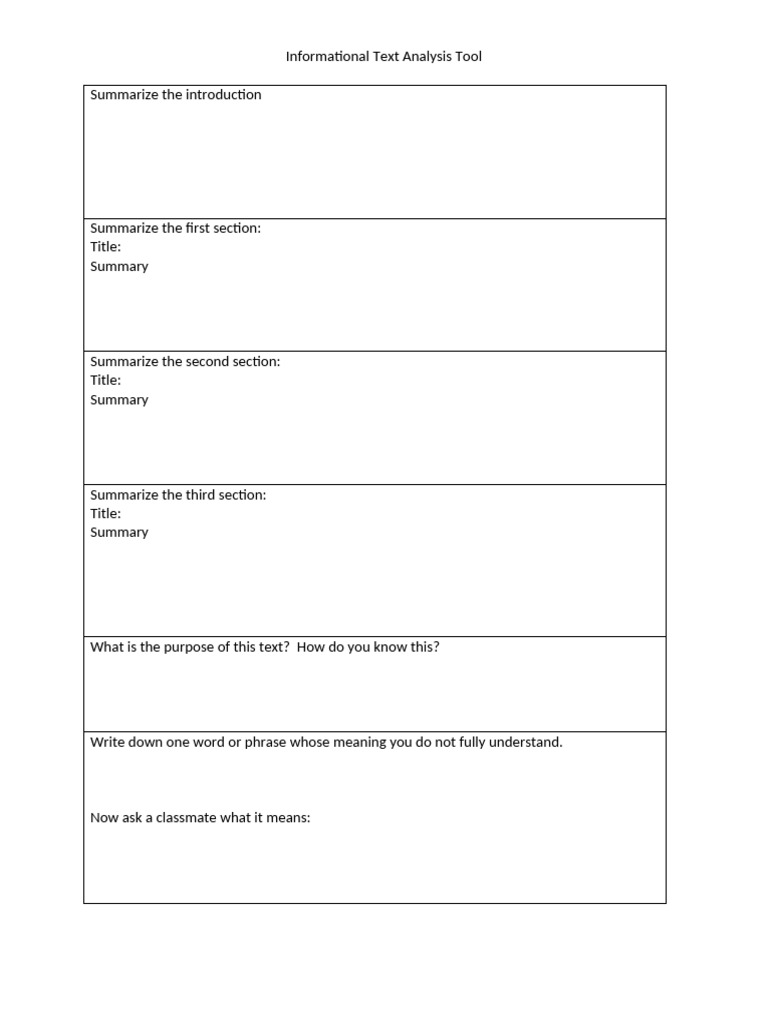 Informational Text Analysis Tool | PDF