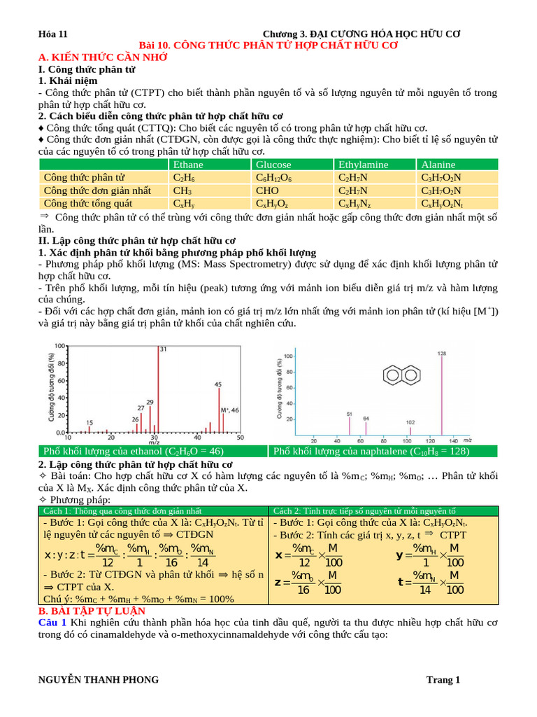 Bai 10 - Cong Thuc PT Hop Chat Huu Co | PDF