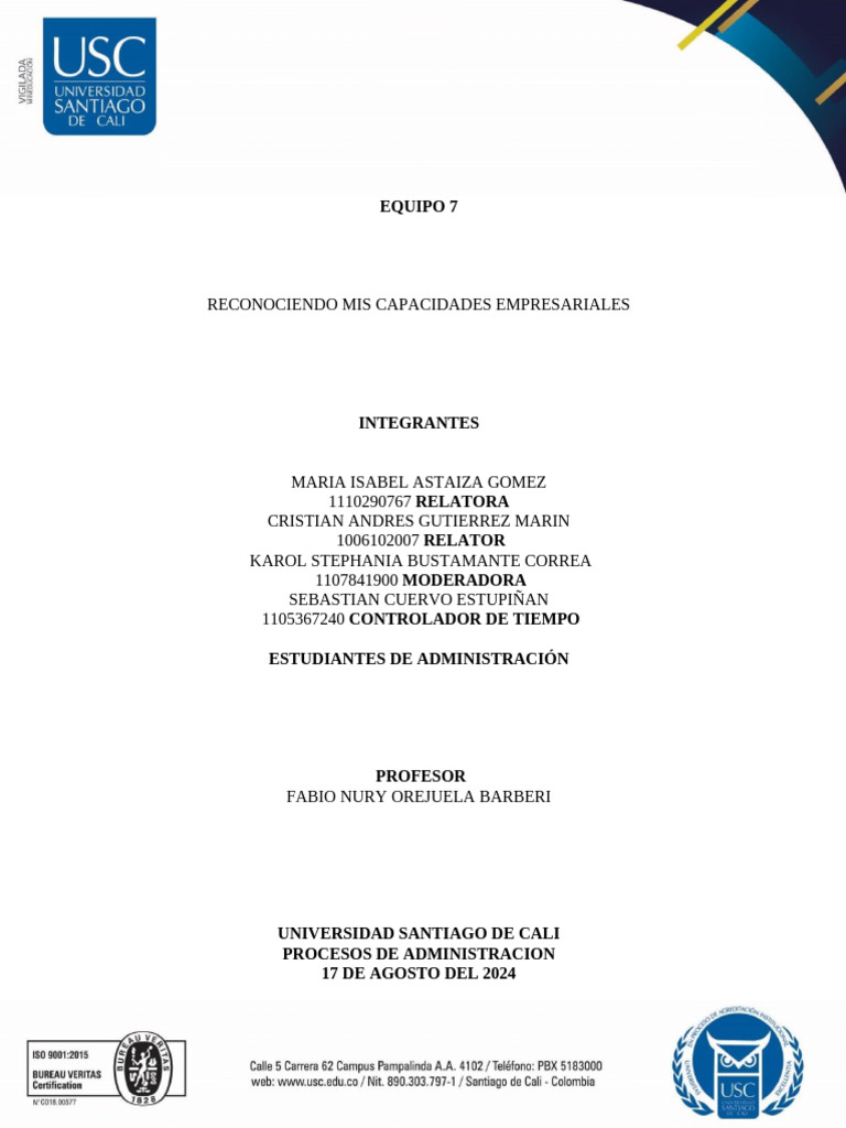 Reconociendo Mis Capacidades Empresariales. Procesos Administrativos | PDF