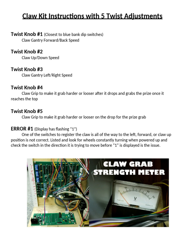 Claw Kit Instructions With 5 Twist Adjustments | PDF