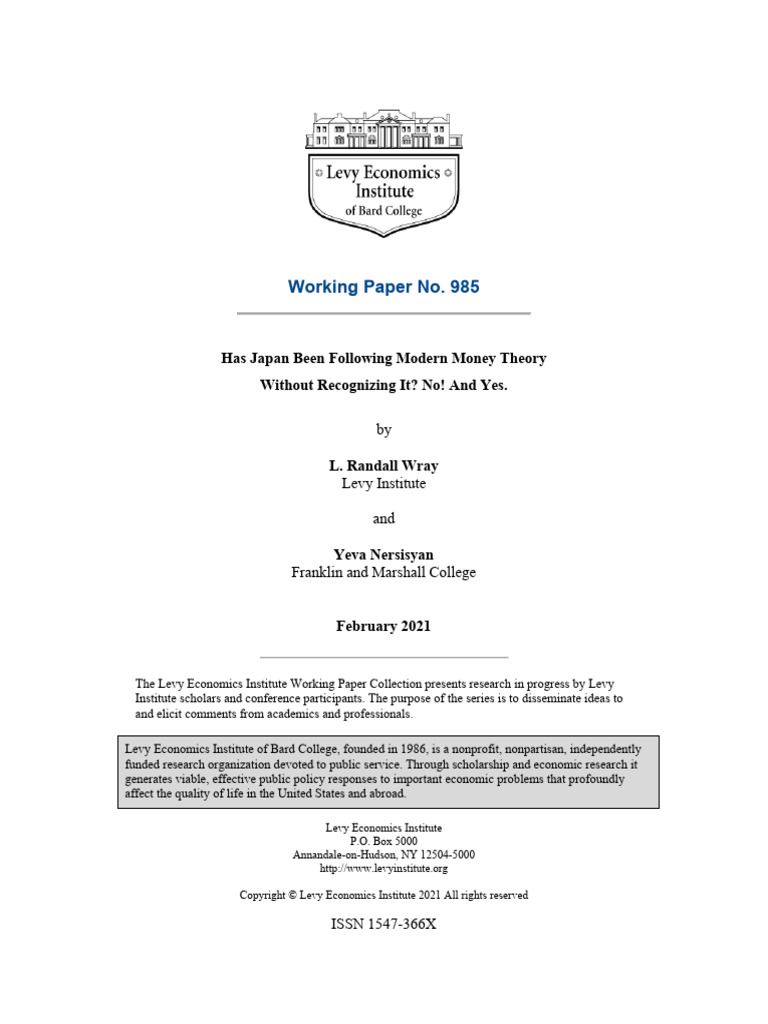 Working Paper 985 Levy | PDF
