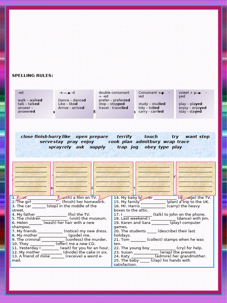 Past Simple - Regular Verbs Workshop | PDF