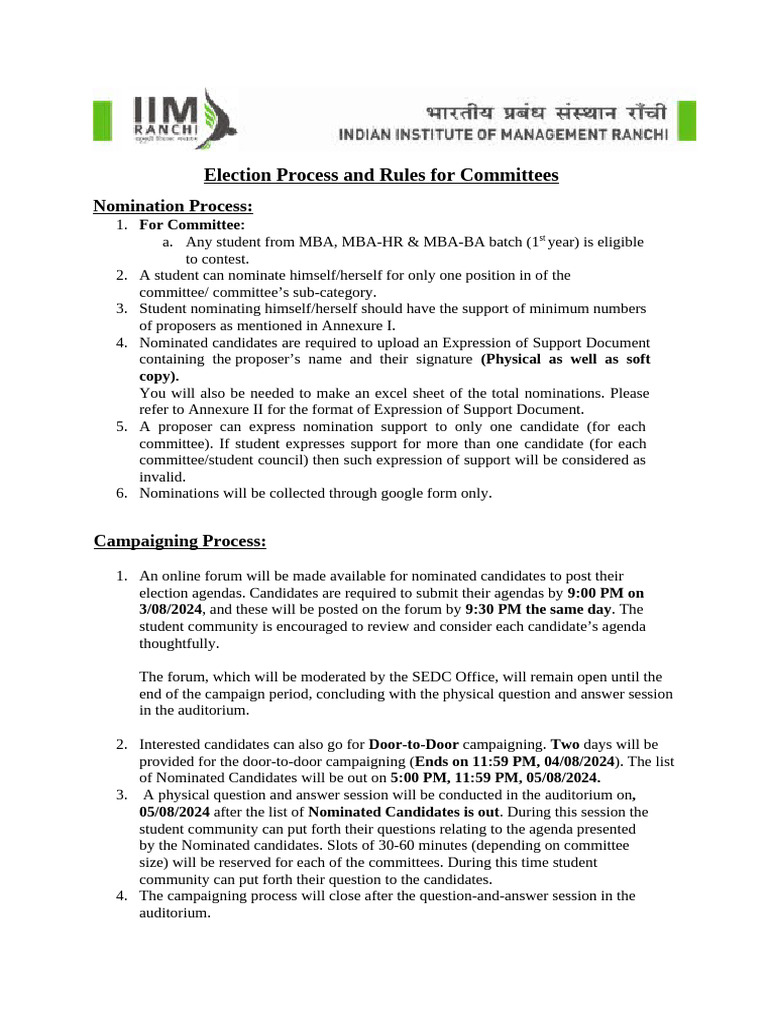 Election Process and Rules For Committees | PDF