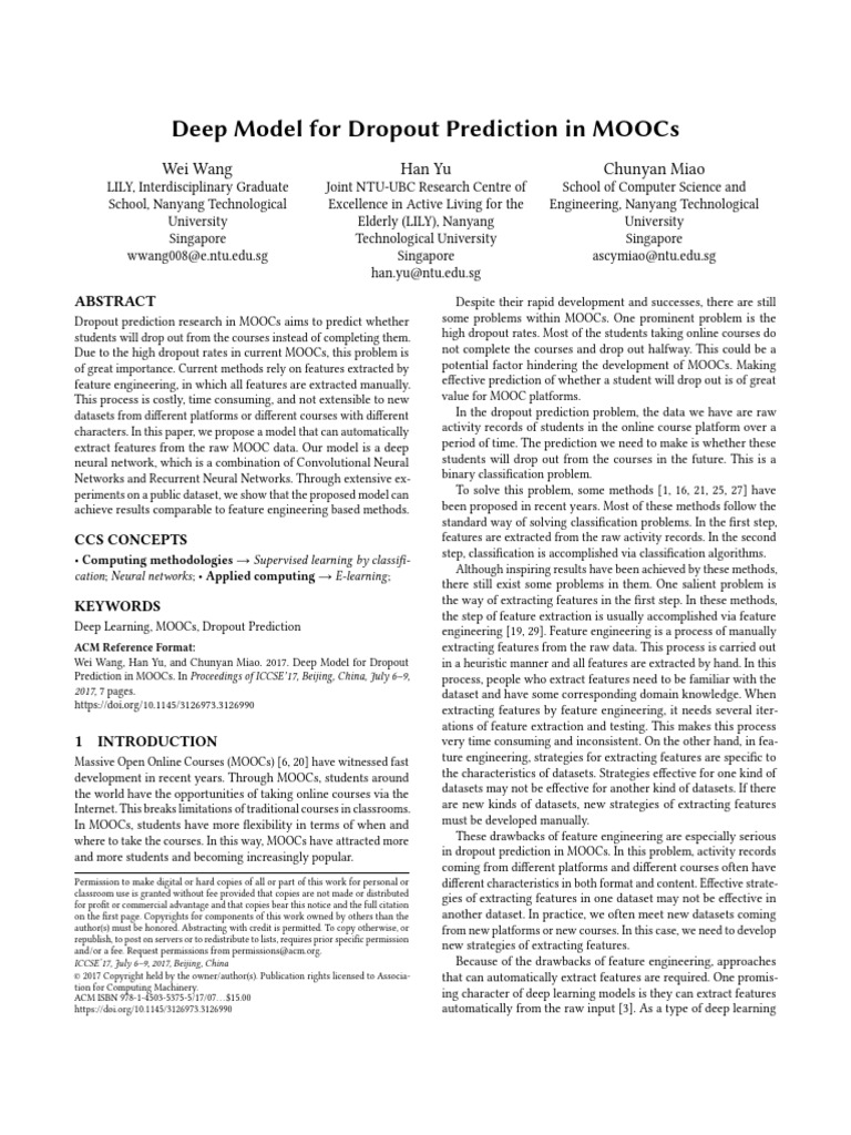 Deep Model For Dropout Prediction in MOOCs | PDF | Deep Learning | Art