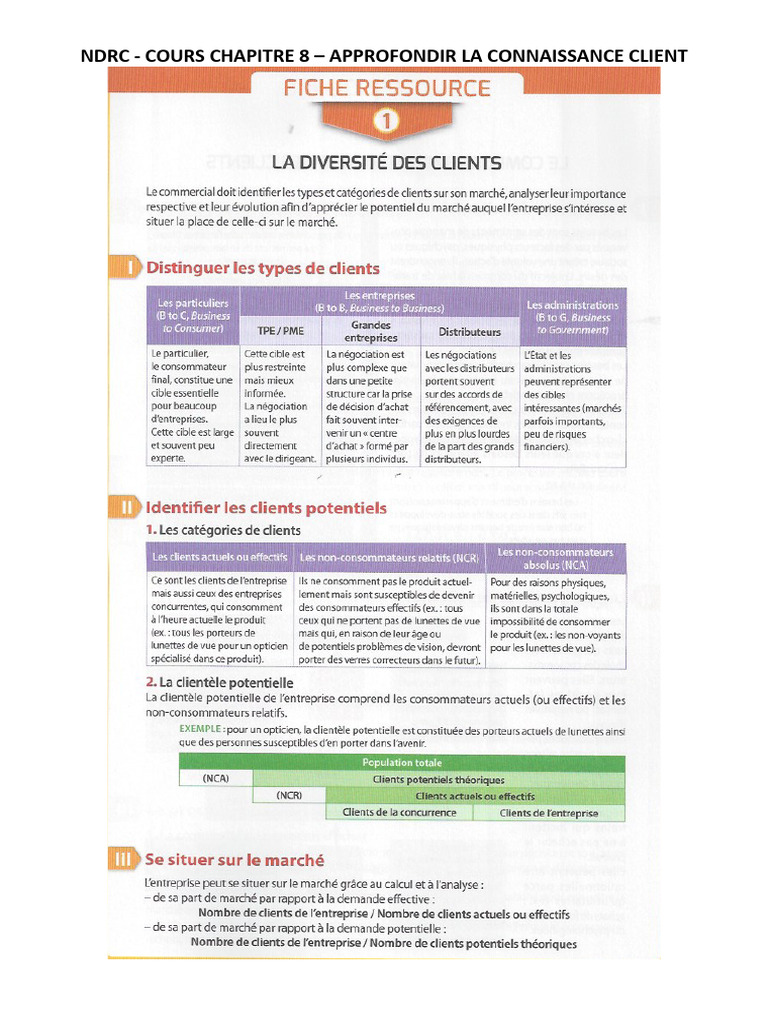 Cours Chaitre 8 Approfndir La Connaissance Client | PDF