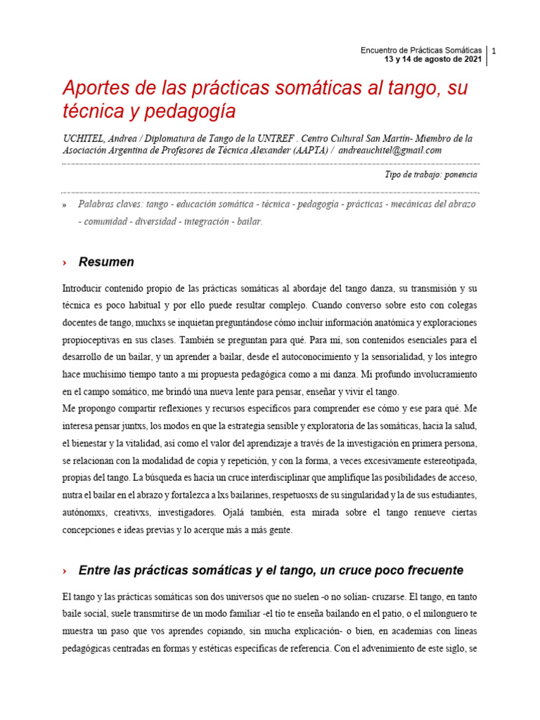 Somaticas y Tango | PDF