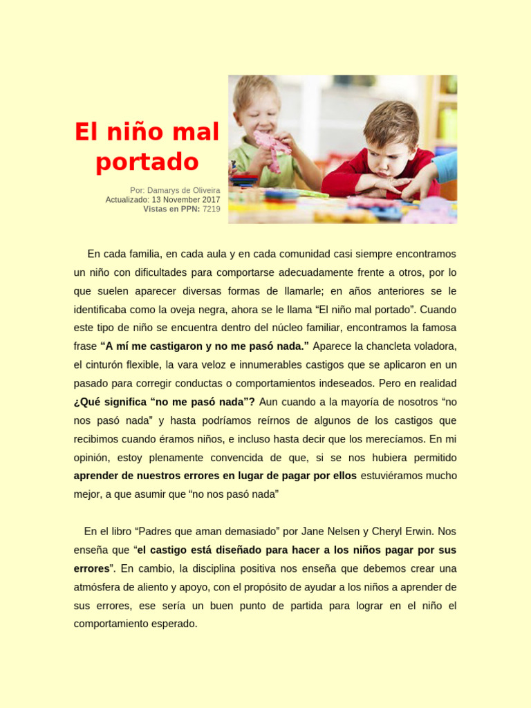 3.cómo Manejamos Al Niño Mal Portado | PDF