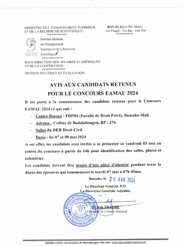 Avis Convocation EAMAU 2024 | PDF