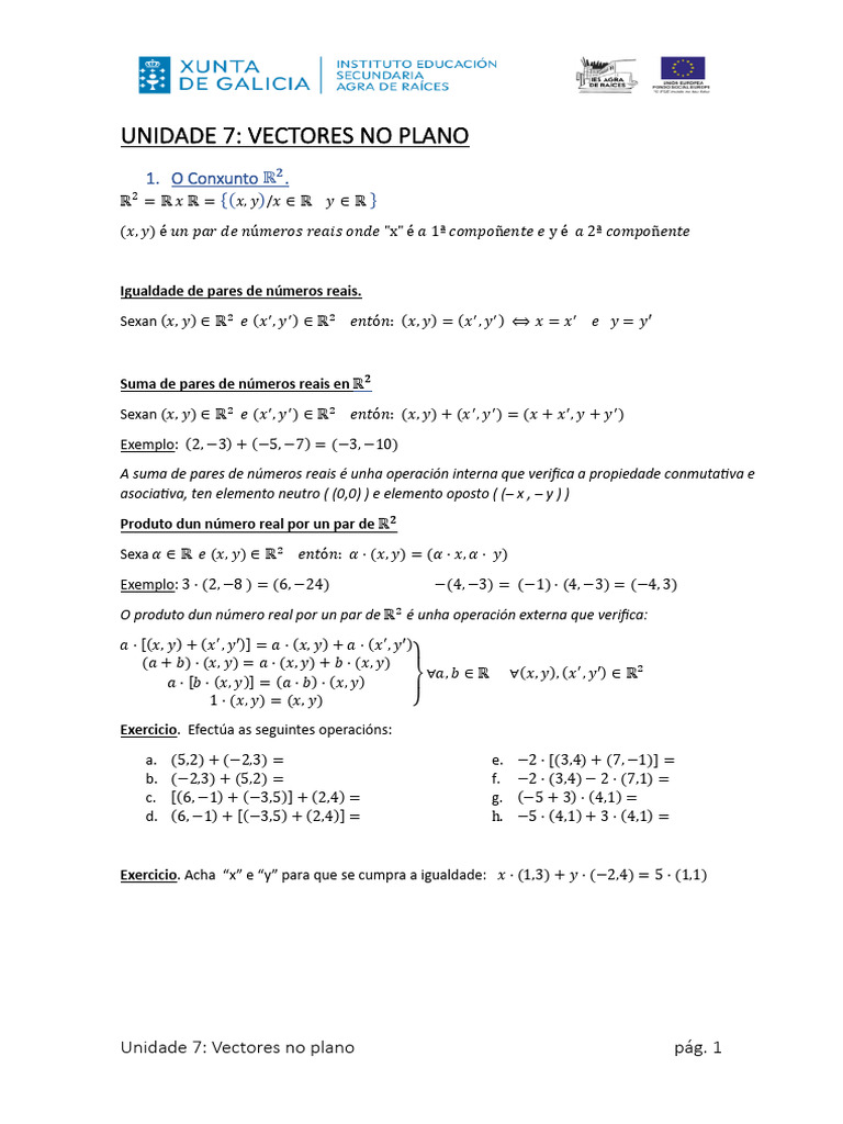 UNIDADE 7 - Vectores No Plano | PDF