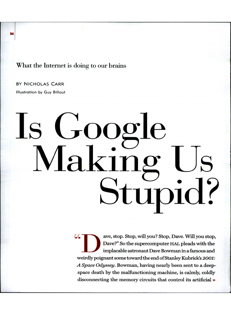 Carr Nicholas Is Google Making Us Stupid | PDF