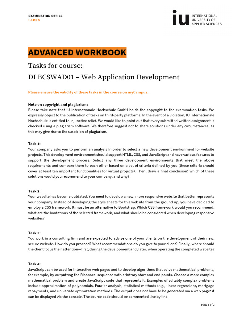 Httpsmycampus - Iubh.depluginfile - Php334010mod Resourcecontent2Task Advanced20Workbook ...