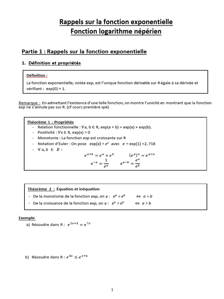 02 Term Cours Logarithme Partie 1 | PDF