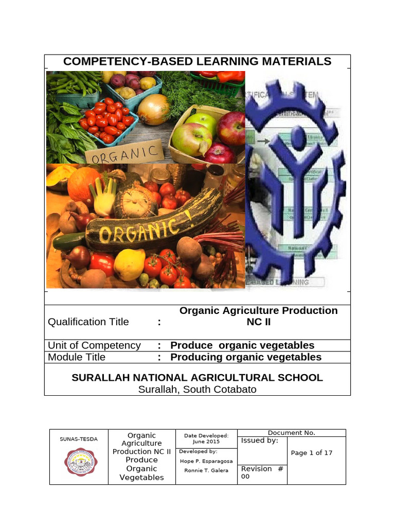 CBLM Organic Vegetables | PDF | Organic Farming | Technology & Engineering