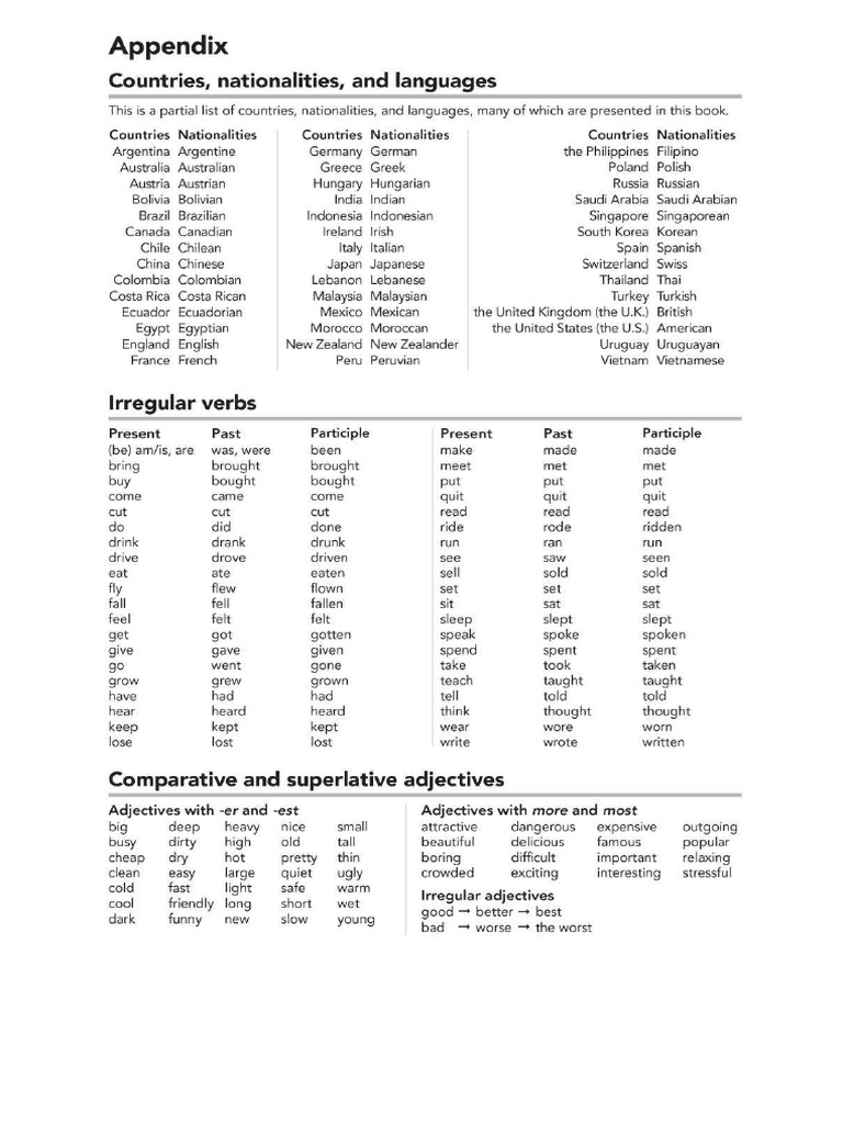 Interchange 1 5th-Last Page - Irregular Verbs 2 | PDF