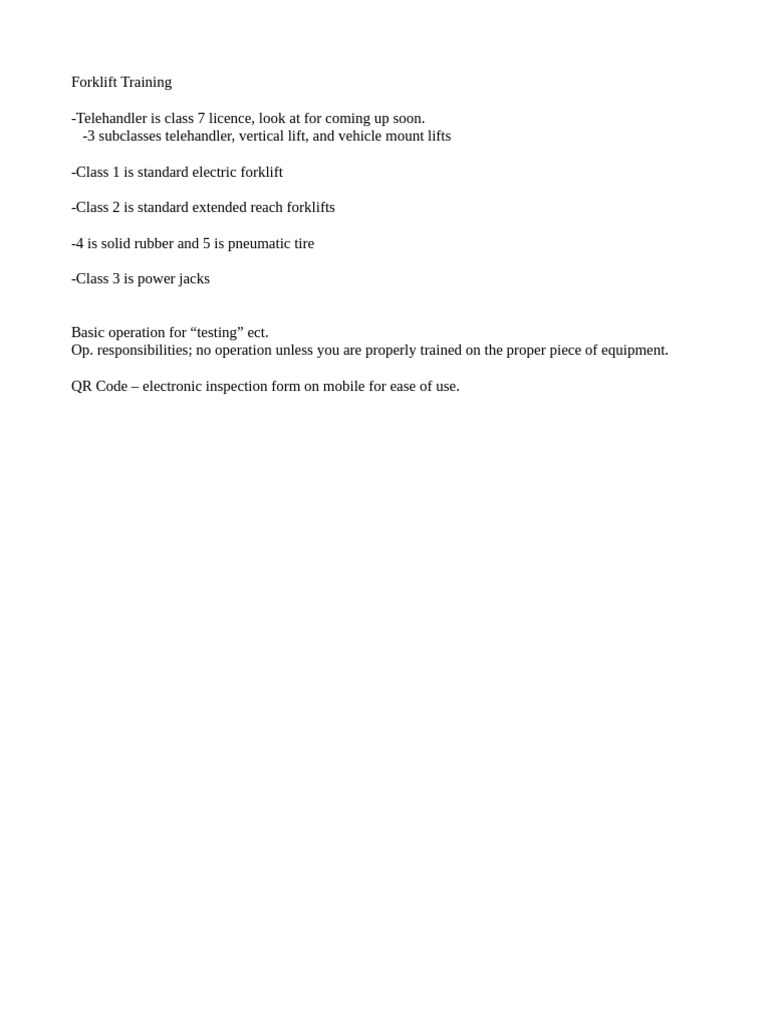 Forklift Notes | PDF