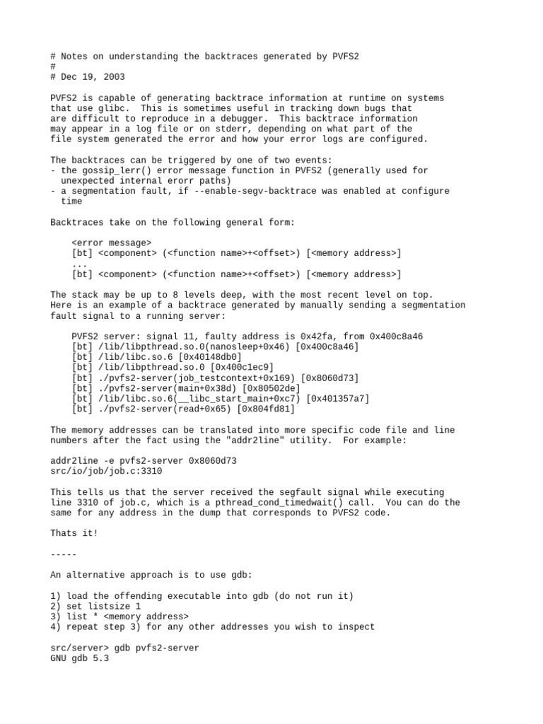 Backtrace Analysis | PDF