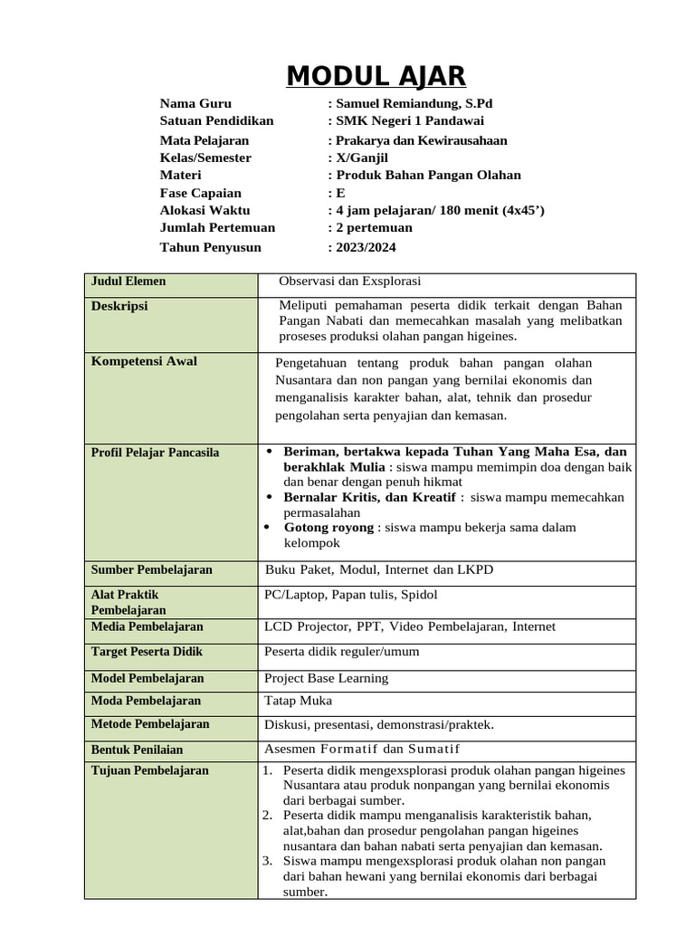 Modul Ajar PKK | PDF