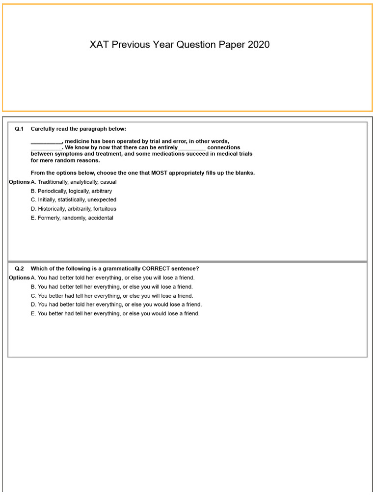 Xat 2020 Question Paper 35 | PDF