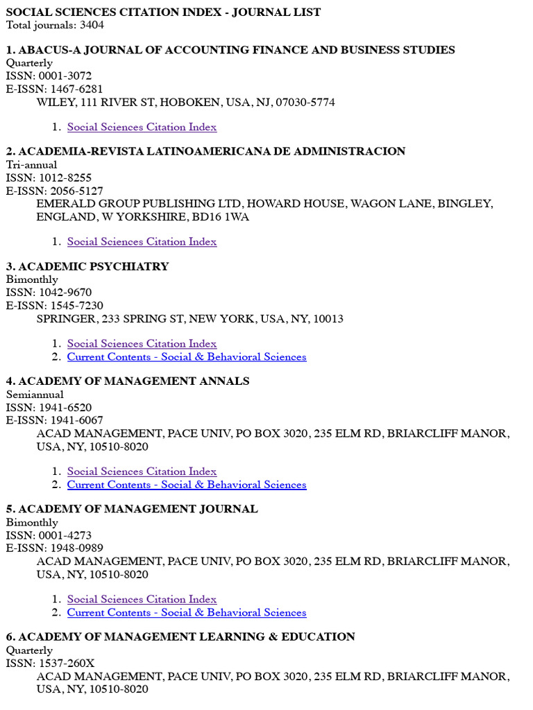 Social Sciences Citation Index 1 | PDF