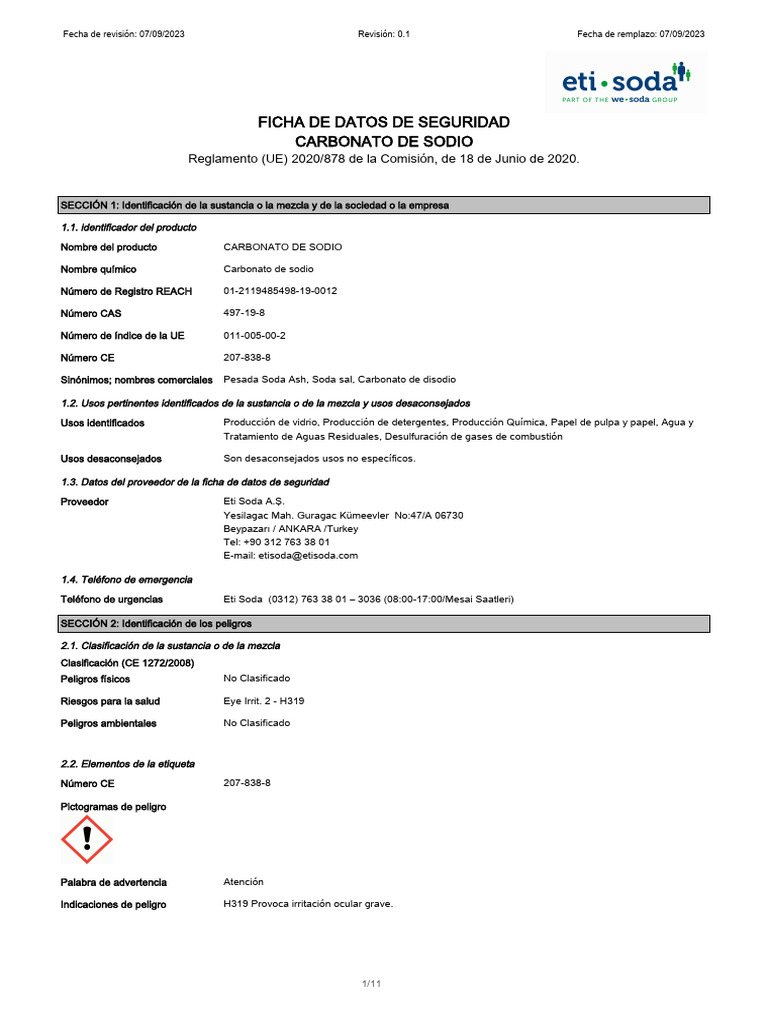Eti Soda - Sad - SDS - Es | PDF
