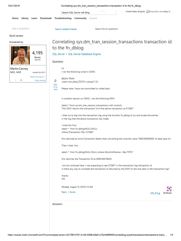 Correlating Sys - DM - Tran - Session - Transactions Transaction Id To ...