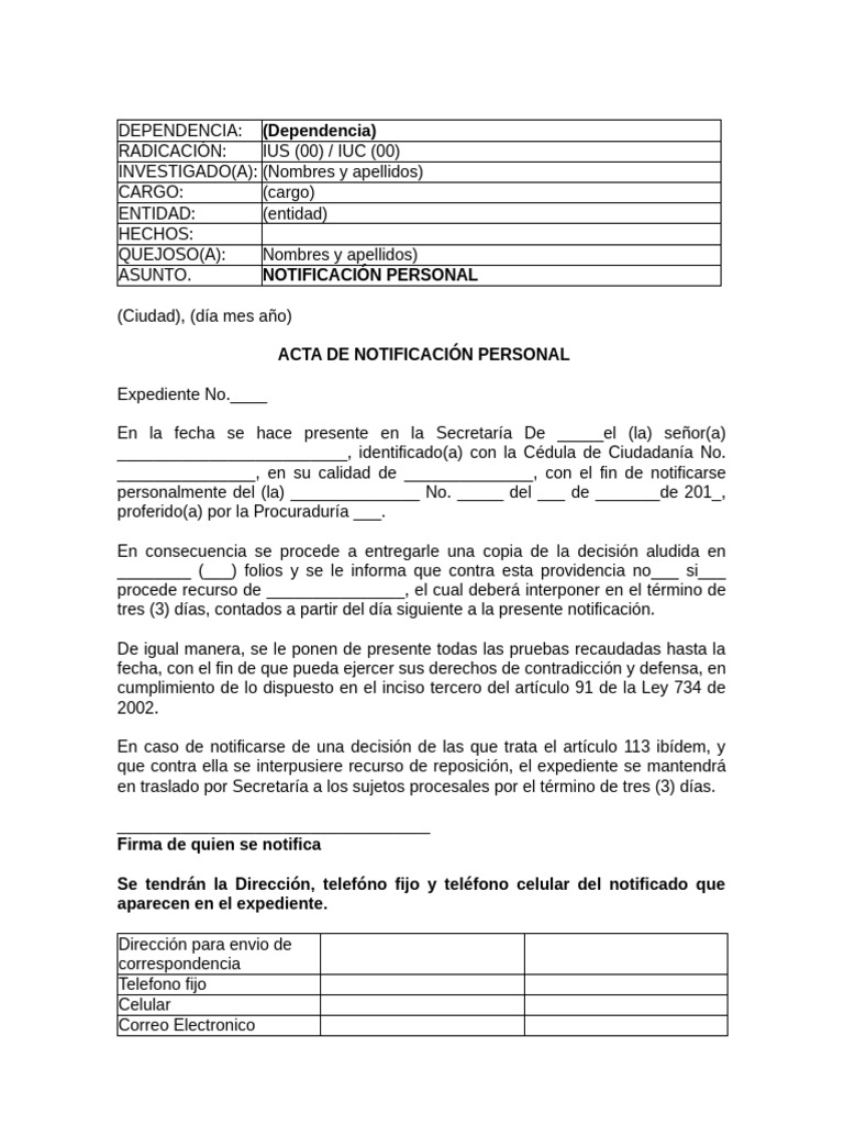Formato Notificación Personal | PDF