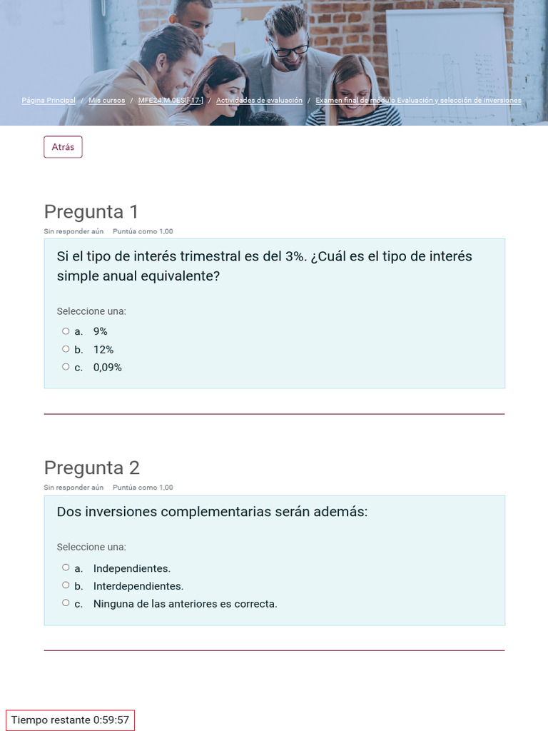 Examen Final de Módulo Evaluación y Selección de Inversiones - PVE SIN RESOLVER | PDF