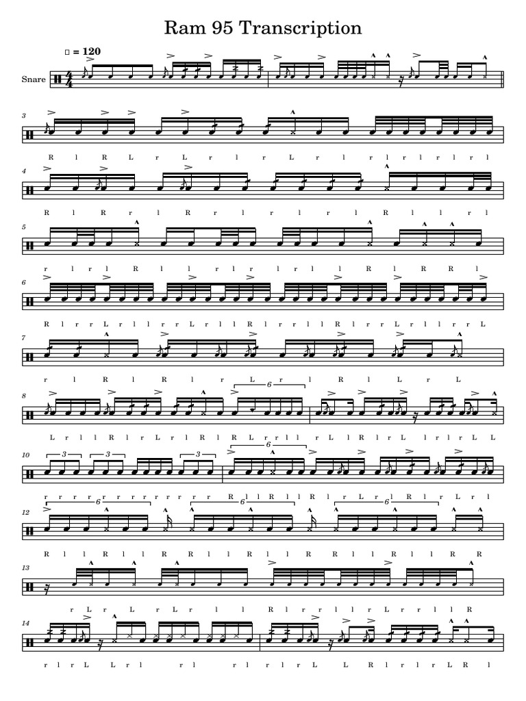 Ram Transcription Snare and Tenor | PDF