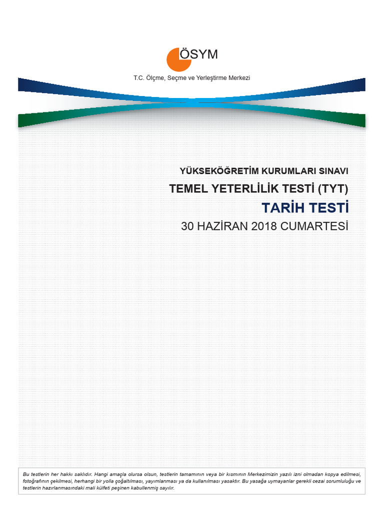 2018 Tyt Tarih Cikmis Sorular | PDF