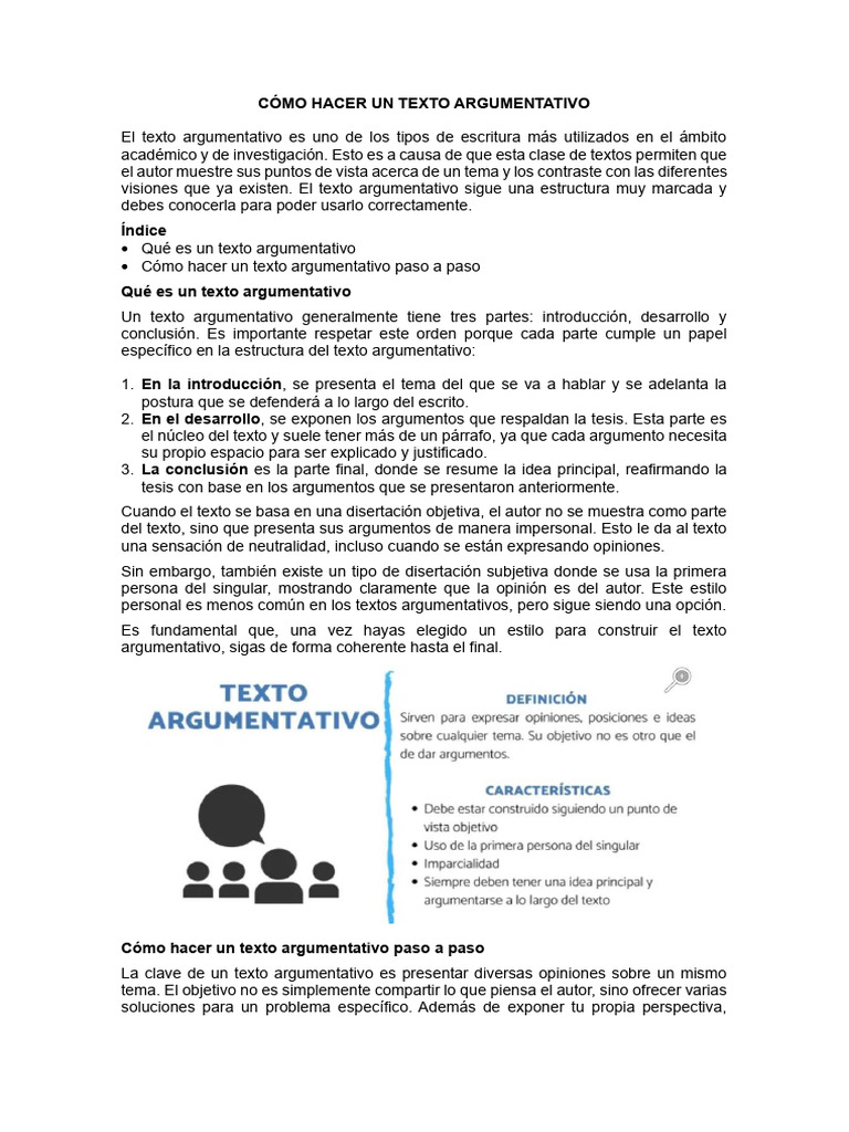 Cómo Hacer Un Texto Argumentativo | PDF | Evidencia | Crecimiento ...