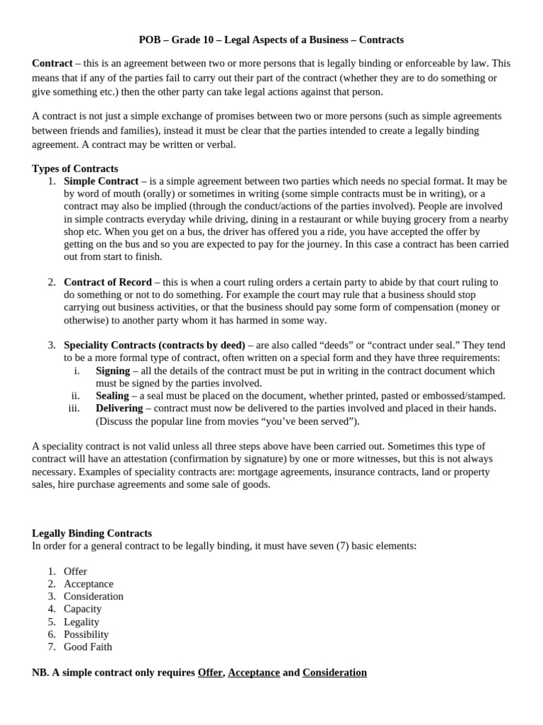 POB - Lesson 9 - Contract and Terms of Sale | PDF