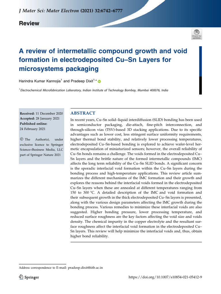 A Review of Intermetallic Compound Growth and Void Formation in ...
