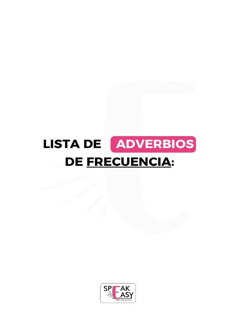 Adverbios de Frecuencia - Speak Easy | PDF