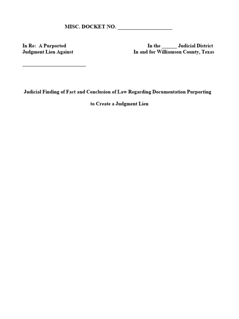 Judicial Finding of Fact For Judgment Lien PDF | PDF | Judgment (Law ...