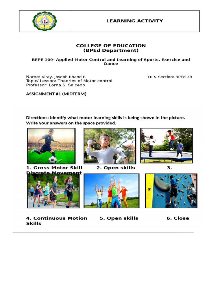 Bped Learning Activity Template | PDF