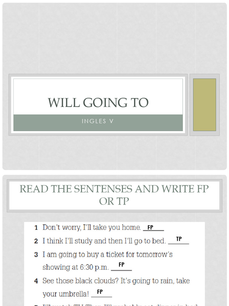 Will Going To | PDF