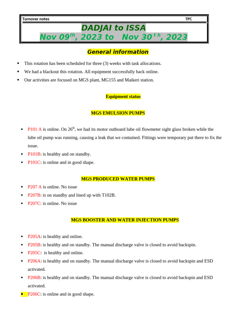 Turnover Notes | PDF