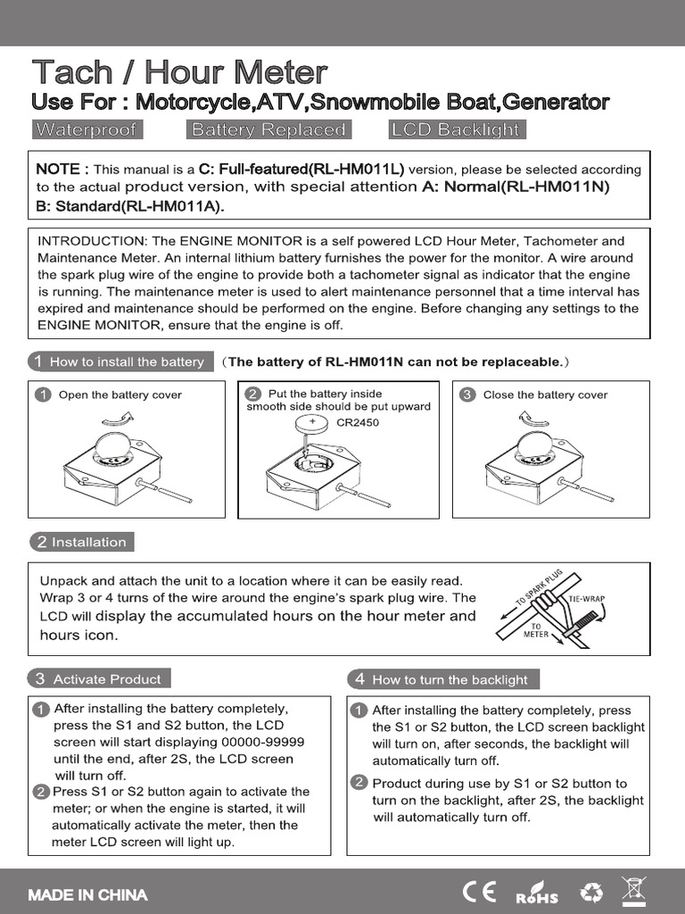 Rl-Hm011a Operating Instructions | PDF
