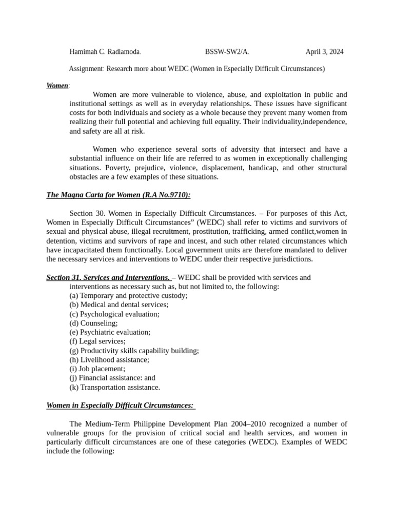 Assignment in WEDC SW2 | PDF