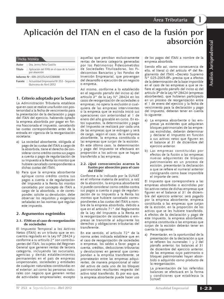 ITAN - Caso Fusión Por Absorción | PDF