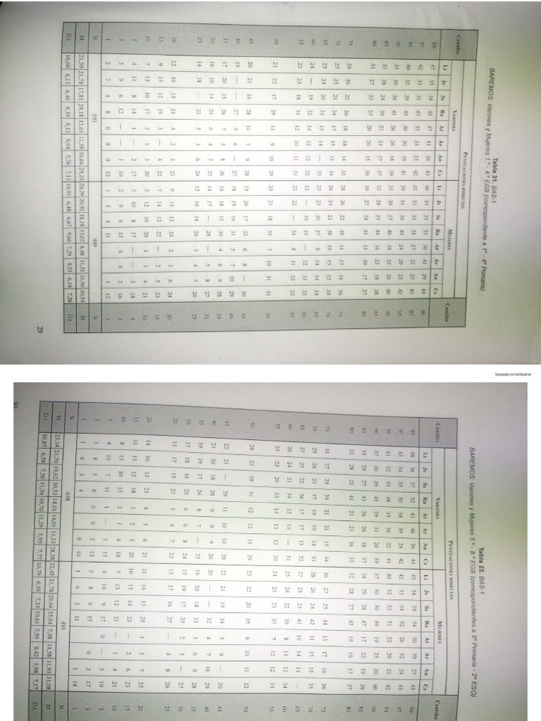 Tablas Bas 1 y Bas 2 | PDF