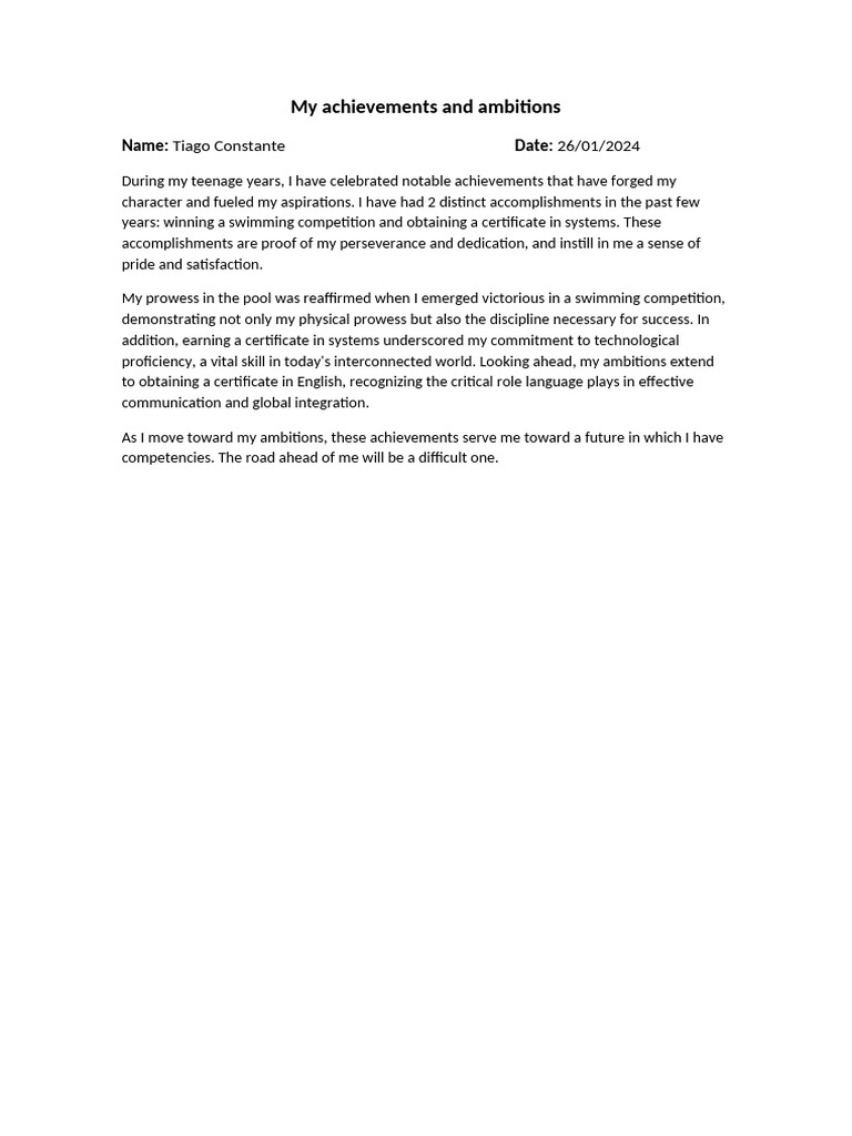 My Achievements and Ambitions | PDF