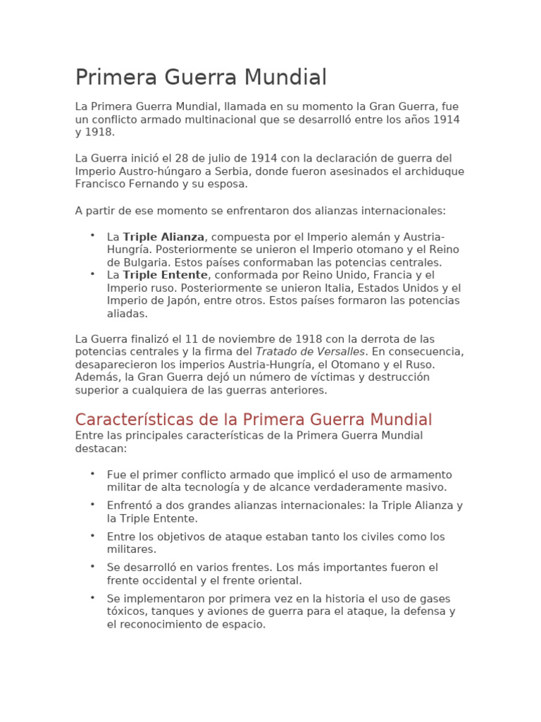 Primera Guerra Mundial | PDF | Primera Guerra Mundial | Alemania nazi
