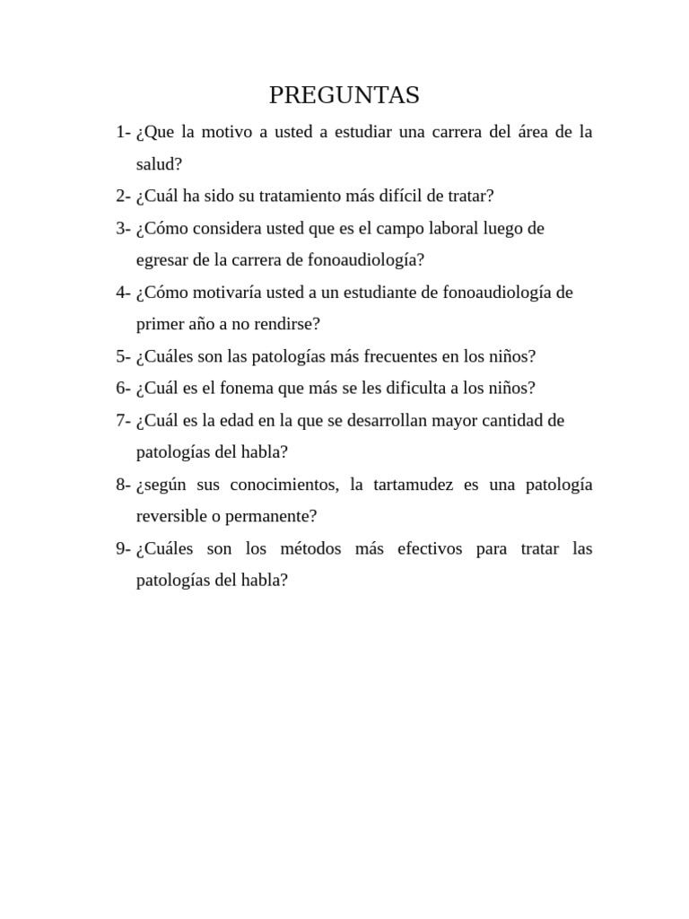 Preguntas Entrevista | PDF