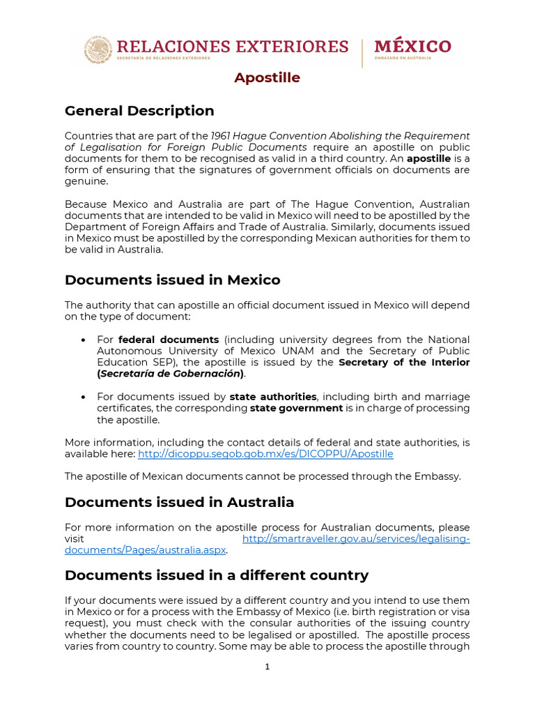 Apostille Process for Mexico and Australia | PDF | Government And ...