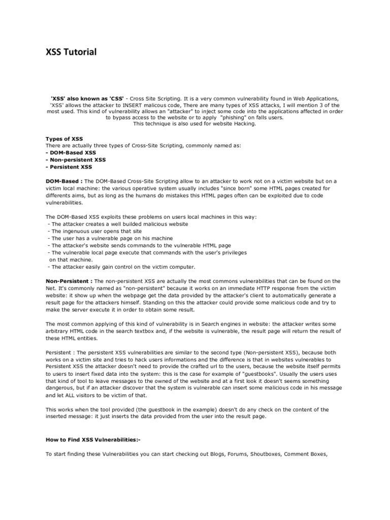 Cross-Site Scripting (XSS) Tutorial: A Comprehensive Guide to XSS Vulnerabilities, Types of XSS ...
