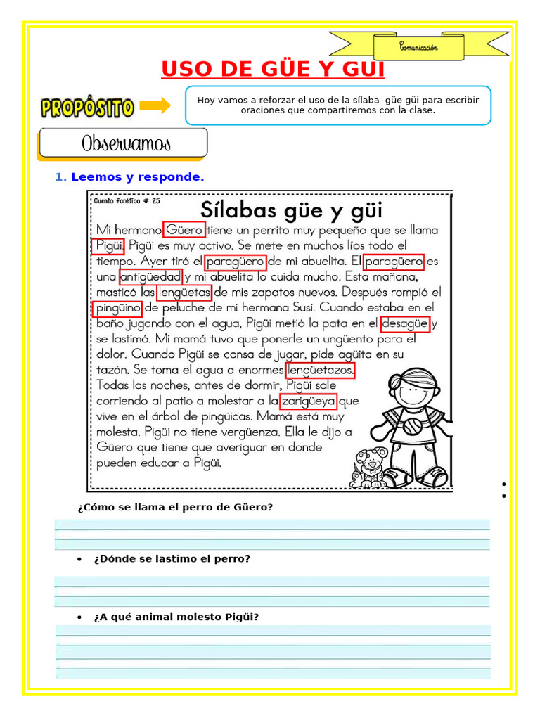 Actividades de Güe y Güi para Niños | PDF