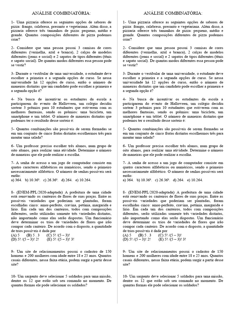 Análise Combinatória | PDF