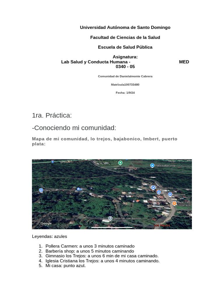 1ra. Práctica: - Conociendo Mi Comunidad | PDF