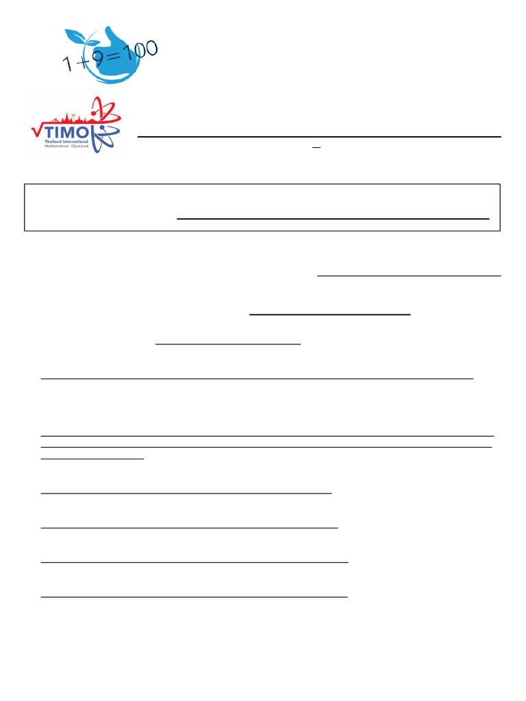 TIMO 2023 - Secondary 3 (Paper Translated Ver) | PDF